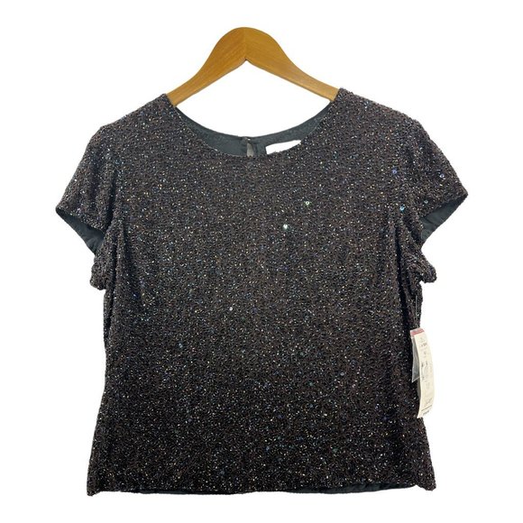 Peter Nygard | Tops | Peter Nygard Womens Silk Blouse Black Cap Sleeve ...